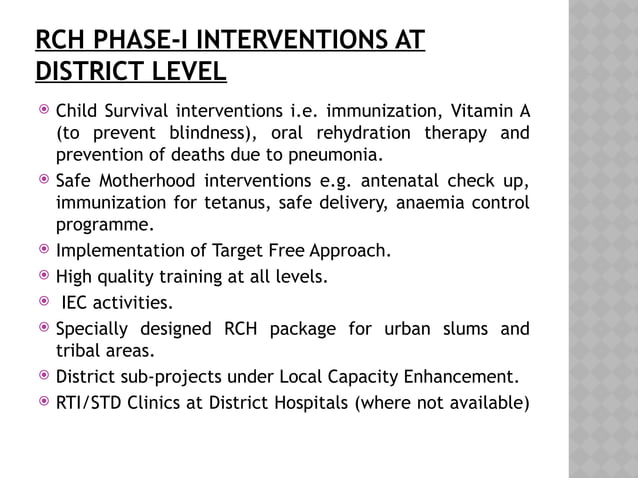 Reproductive and child health programme phase I AND II | PPTX