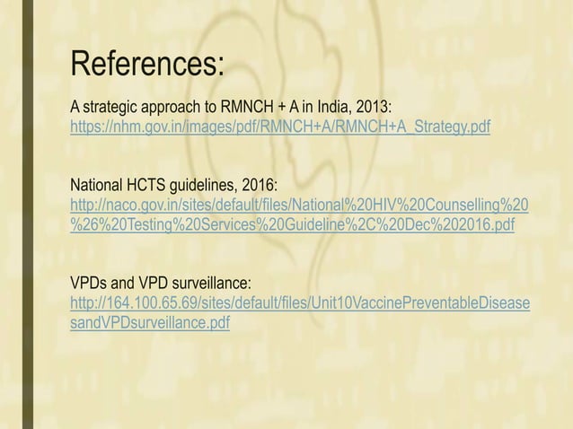 RCH: Focus on lab investigations | PPT