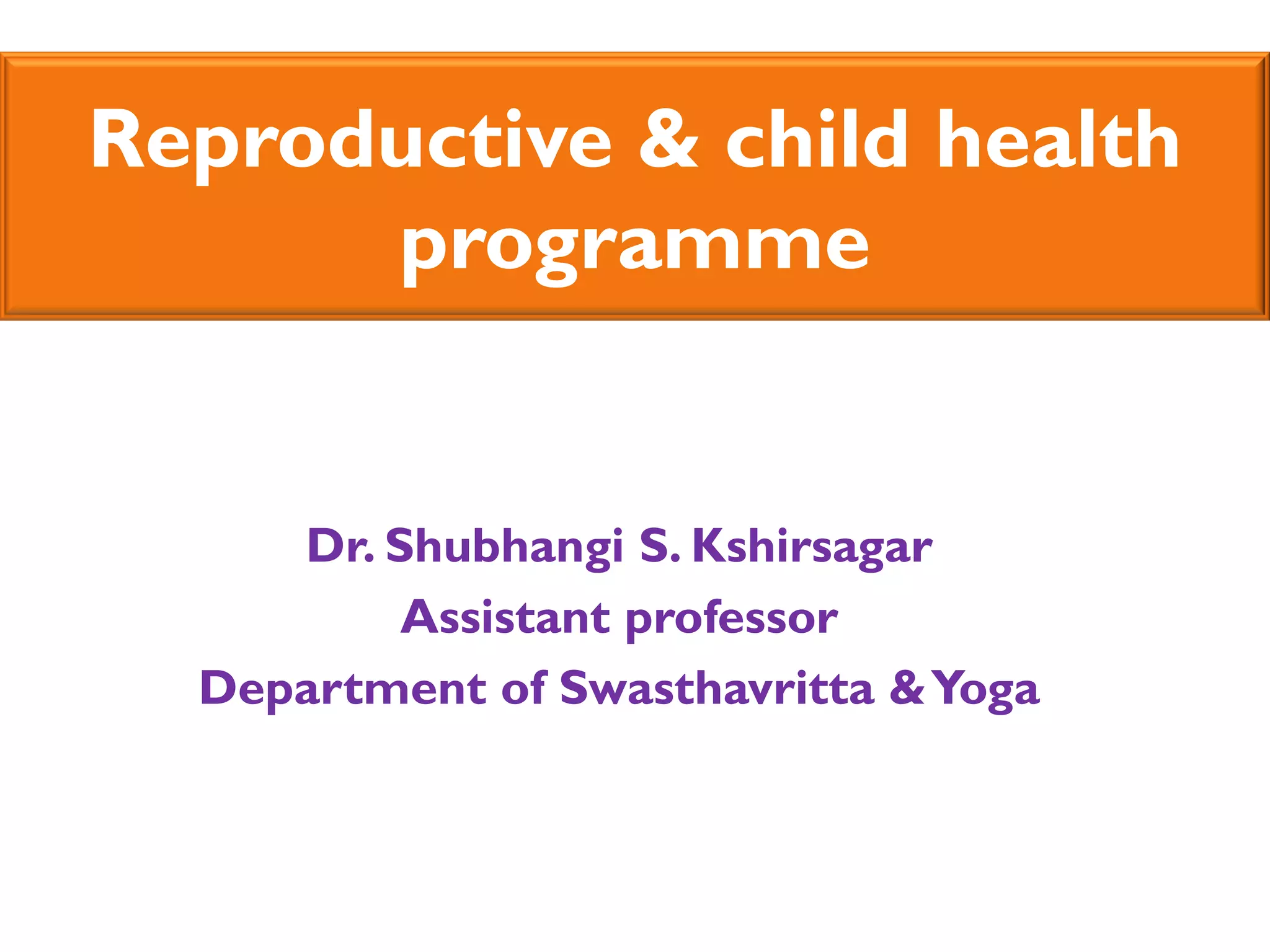 Reproductive and Child Health Programme | PDF