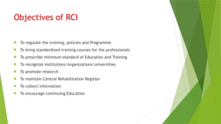 RCI, rehabilitation council of india, new delhi | PPTX