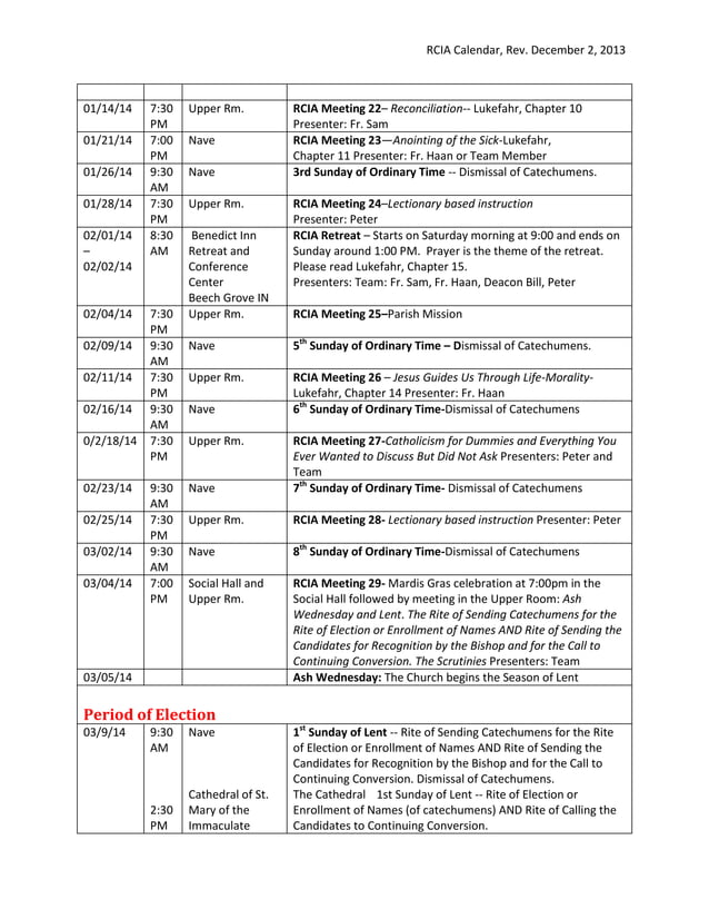 Rcia calendar 2013 2014-2 | PDF