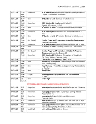 Rcia calendar 2013 2014-2 | PDF