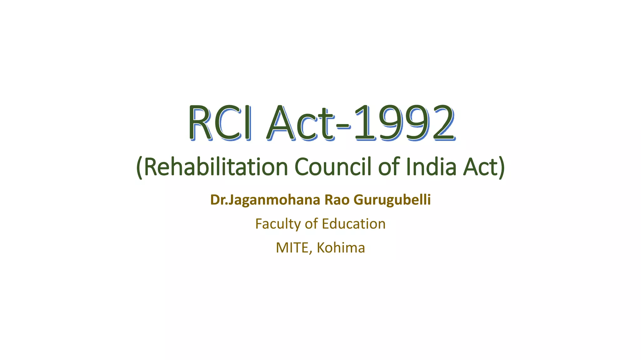 Rci act 1992 | PPTX