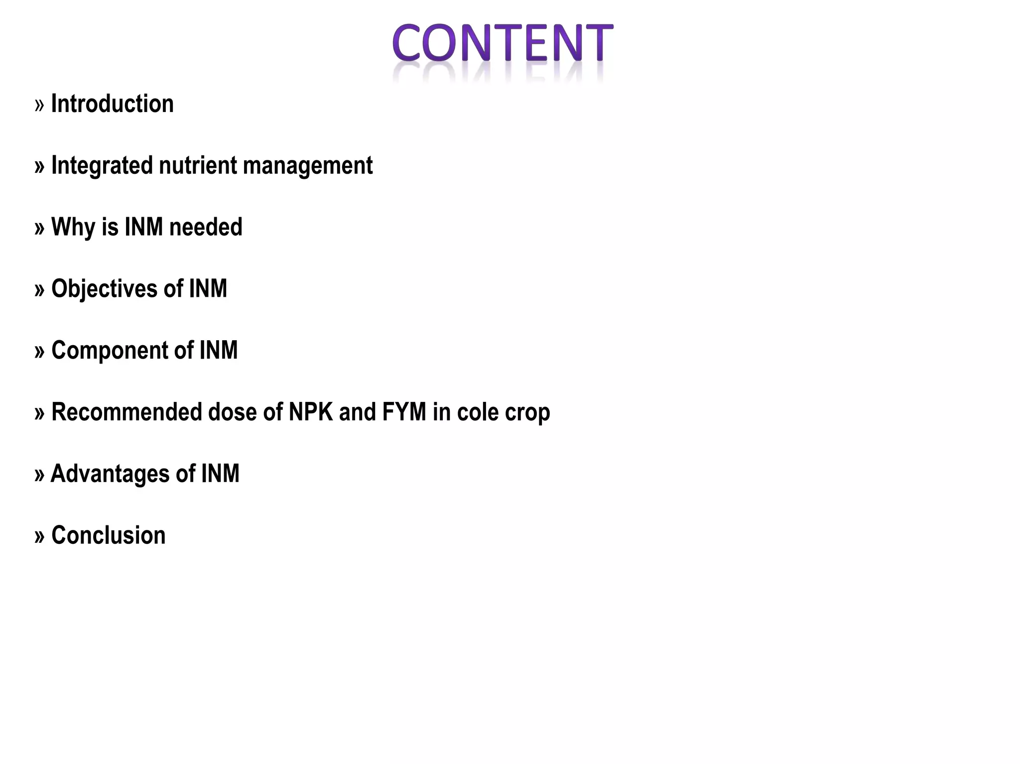 Integrated Nutrient Management in Cole Crops | PPTX