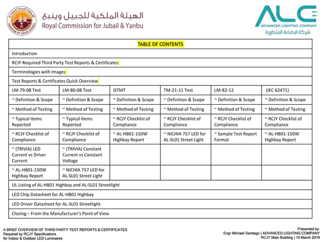 Required Test Reports & Cerificates for LED Luminaires | PPTX