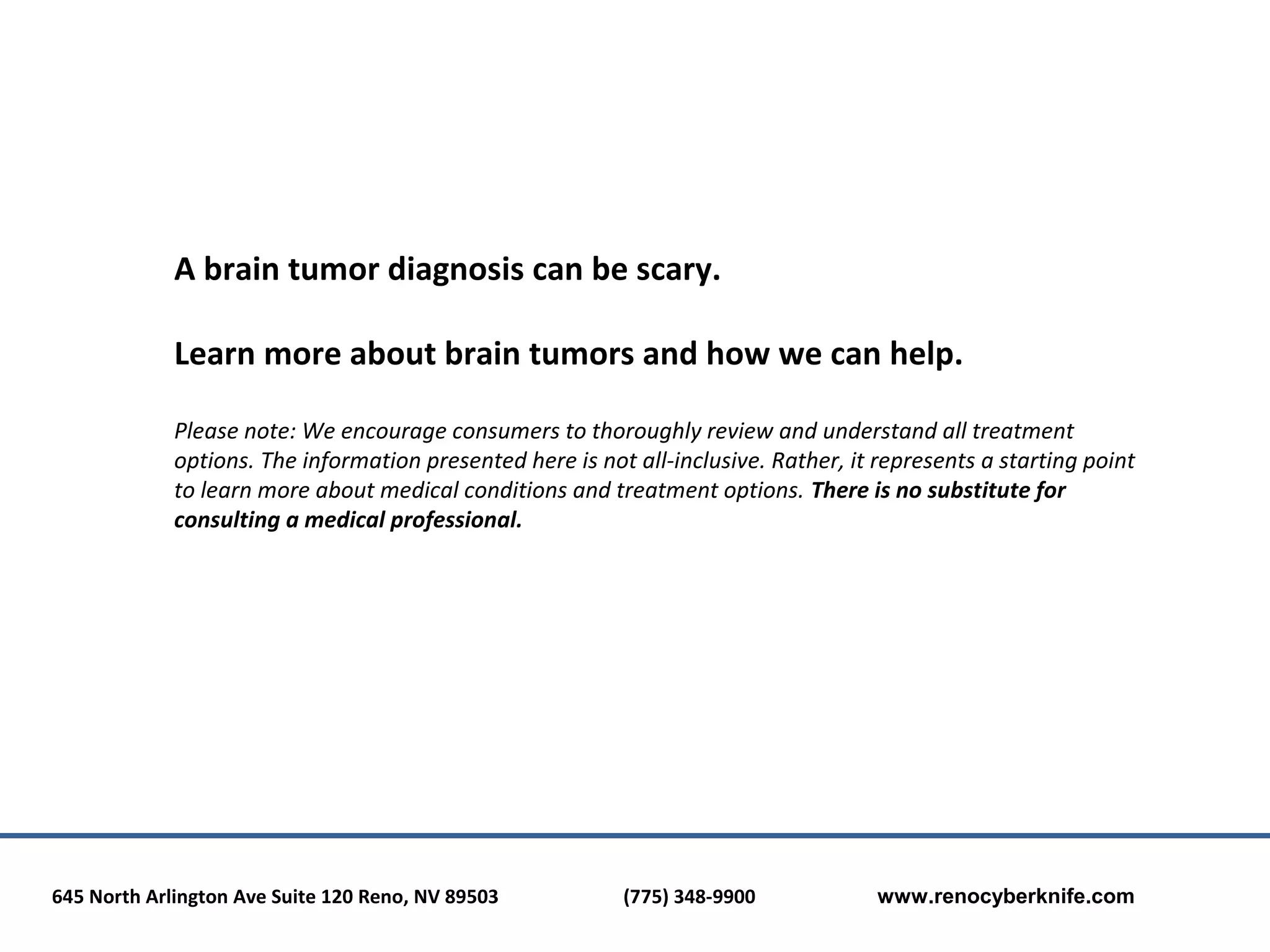 Brain Tumors: Reno CyberKnife Treatment Overview | PPT