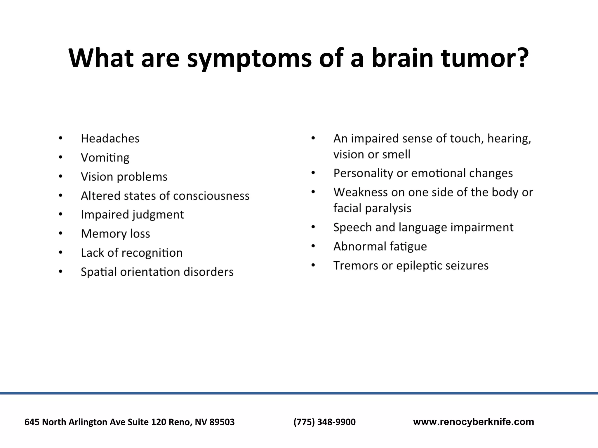 Brain Tumors: Reno CyberKnife Treatment Overview | PPT