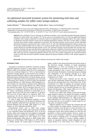 An optimized snowmelt lysimeter system for monitoring melt rates and ...