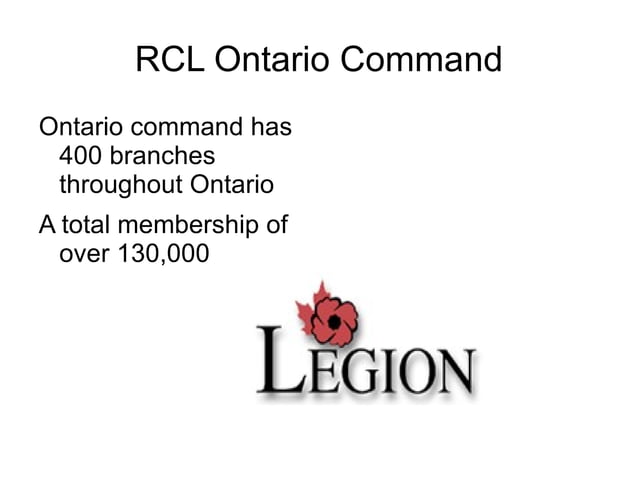 Royal Canadian Legion Ontario Command Fact Sheet | PPT