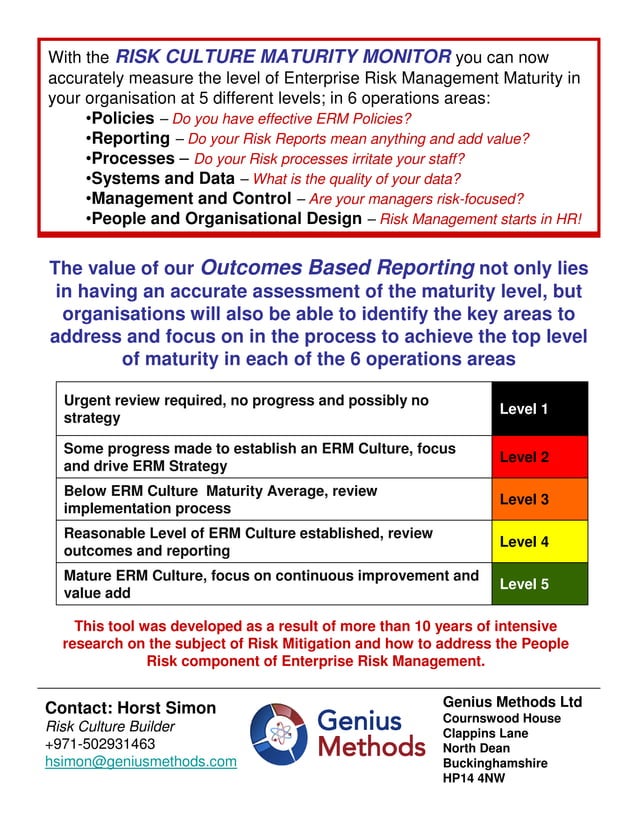 Risk Culture Maturity Monitor Brochure | PDF | Business Utilities ...