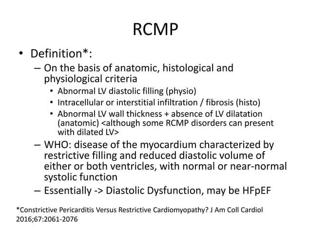 Echo Differentiation of Restrictive Cardiomyopathy and Constrictive ...