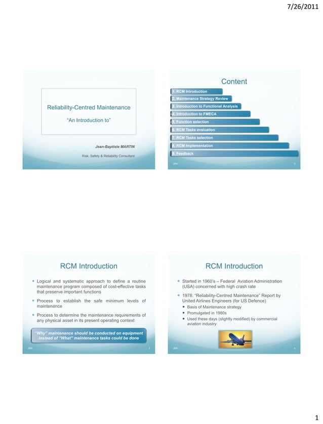 Reliability-Centered Maintenance. An introduction to by JBM | PDF ...