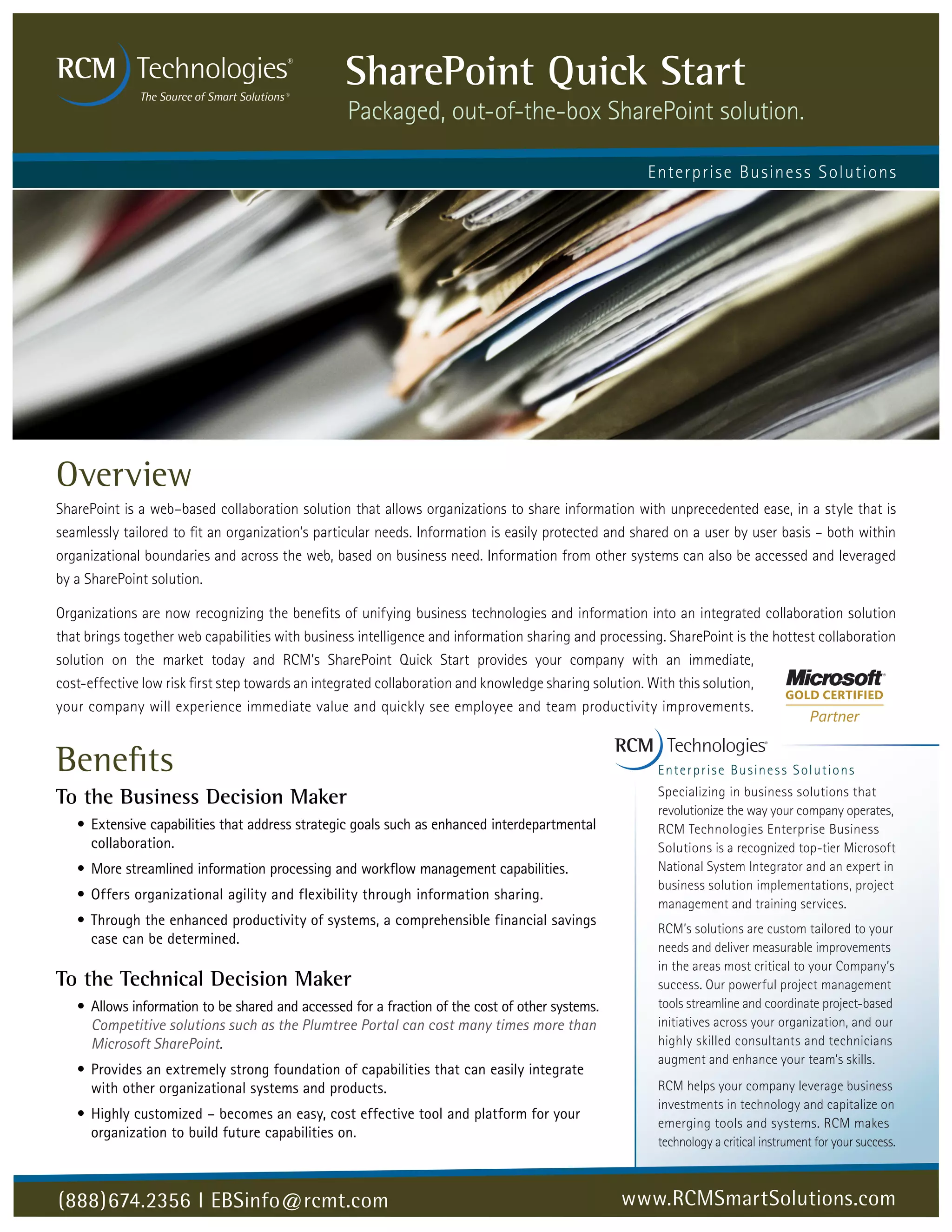 RCM SharePoint Quick Start | PDF