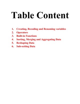 R code for data manipulation | PDF