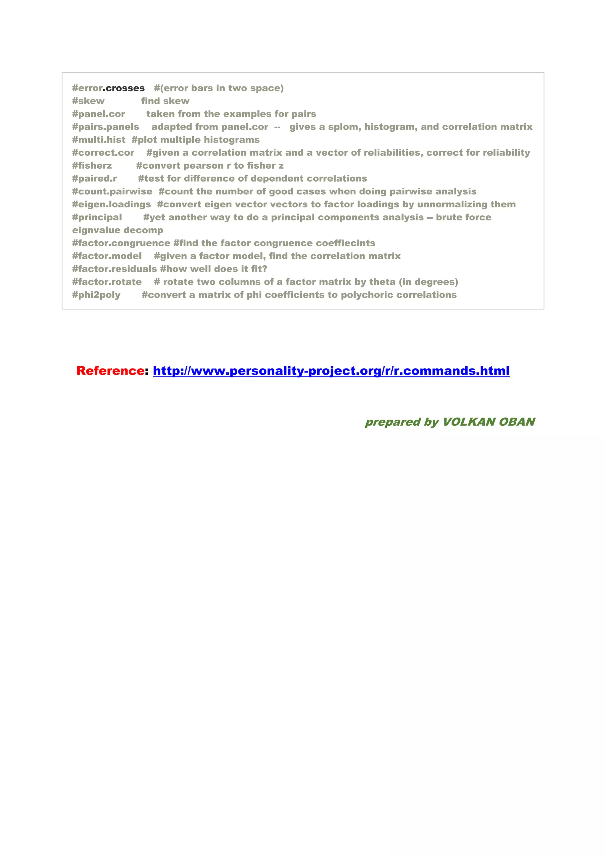 Rcommands-for those who interested in R. | PDF