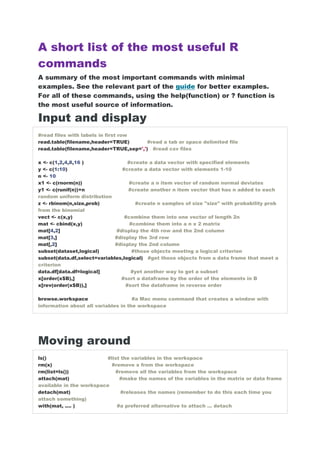 Rcommands-for those who interested in R. | PDF