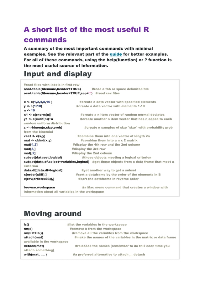 Rcommands-for those who interested in R. | PDF