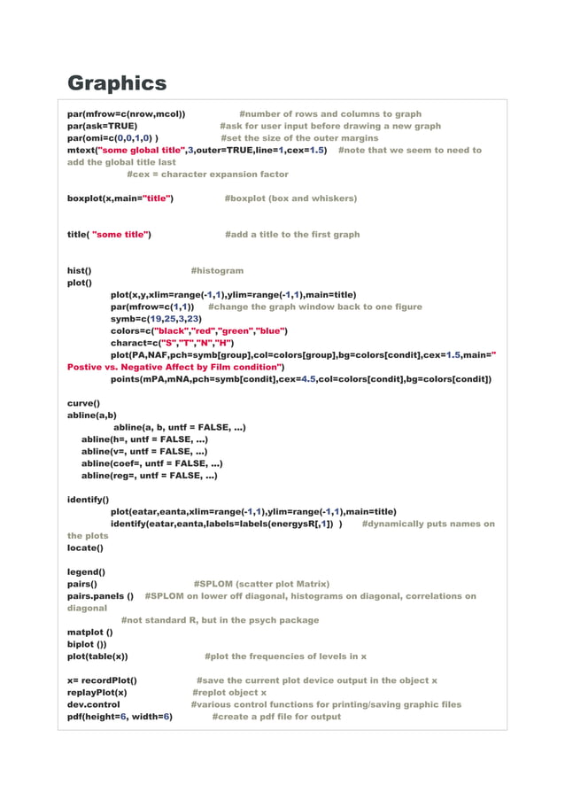 Rcommands-for those who interested in R. | PDF