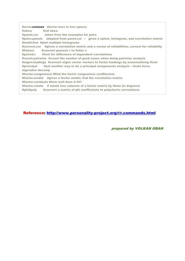 Rcommands-for those who interested in R. | PDF