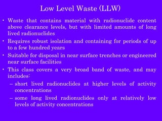 Radioactive Waste Classification, Treatment, Storage & Disposal | PPT