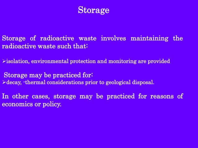 Radioactive Waste Classification, Treatment, Storage & Disposal | PPT ...