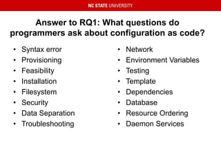 What Questions Do Programmers Ask About Configuration as Code? | PPT