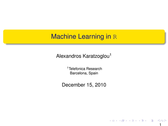Machine Learning in R | PPT