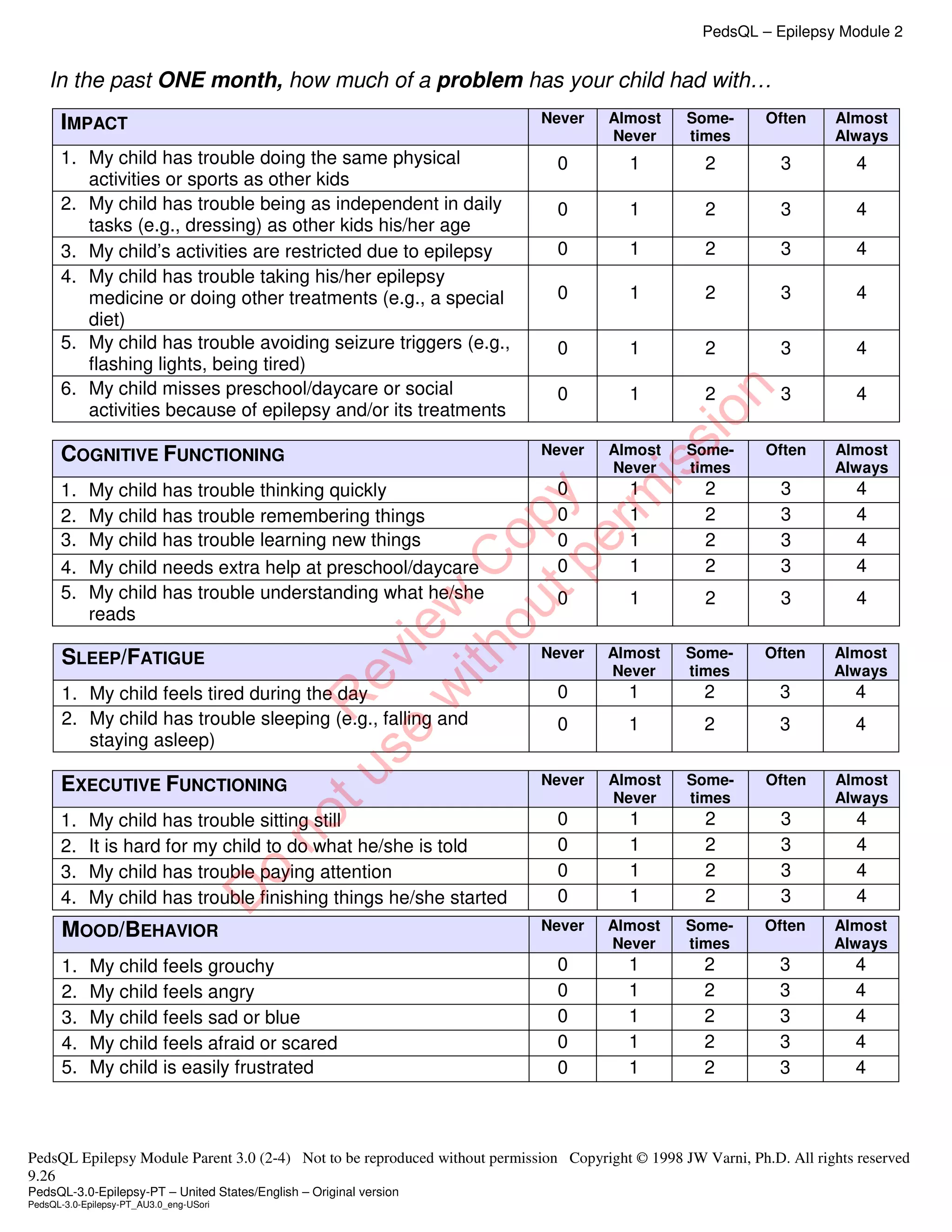 Rc peds ql epilepsy module_2018-01-05_all_standard_acute | PDF | Brain and Nervous System ...
