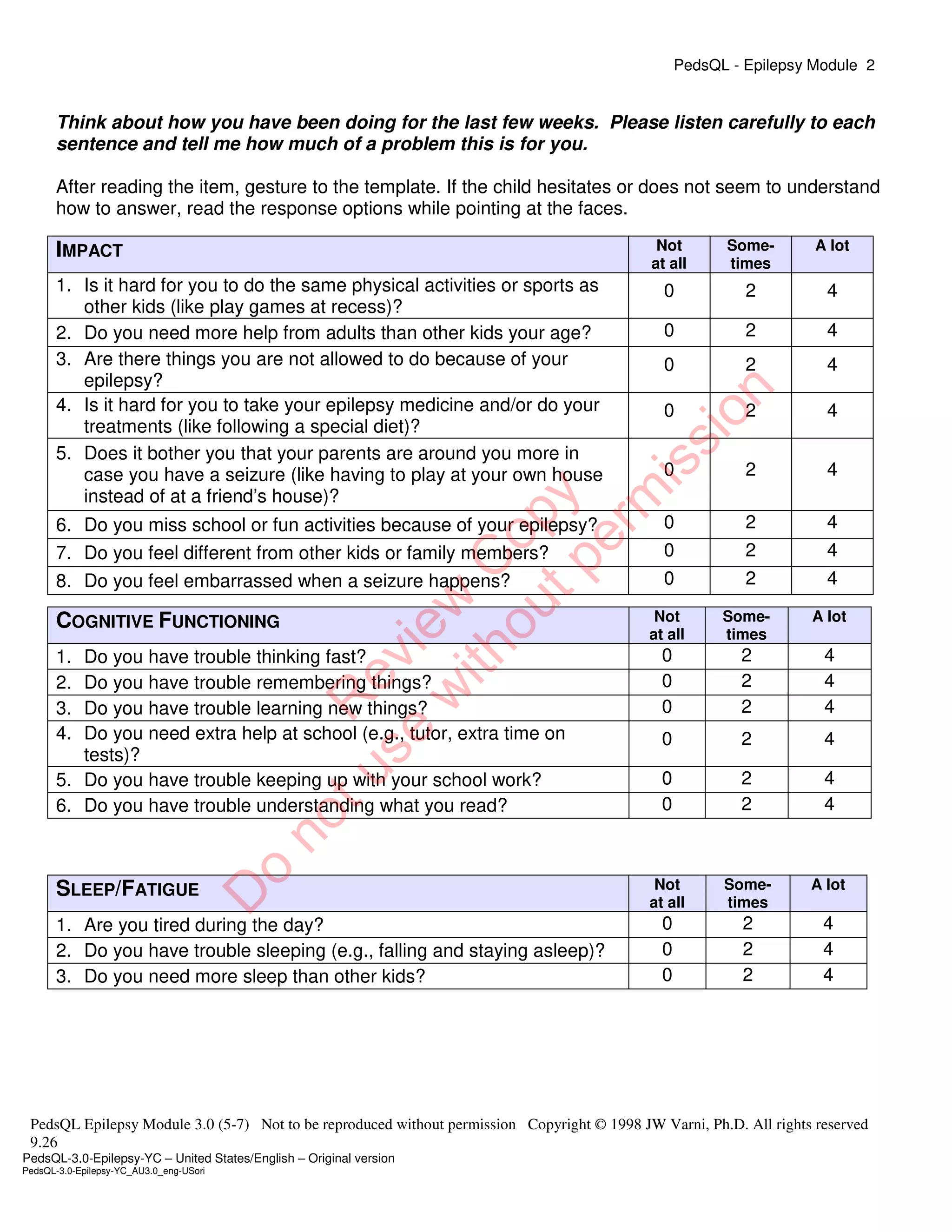 Rc peds ql epilepsy module_2018-01-05_all_standard_acute | PDF | Brain ...