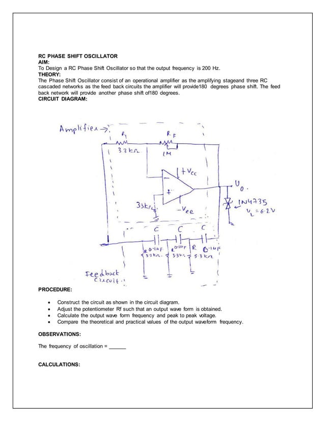 Rc phase shift oscillator | DOCX