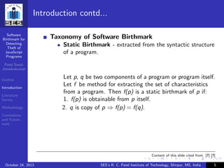 Software Birthmark for Detecting Theft of JavaScript Programs | PDF