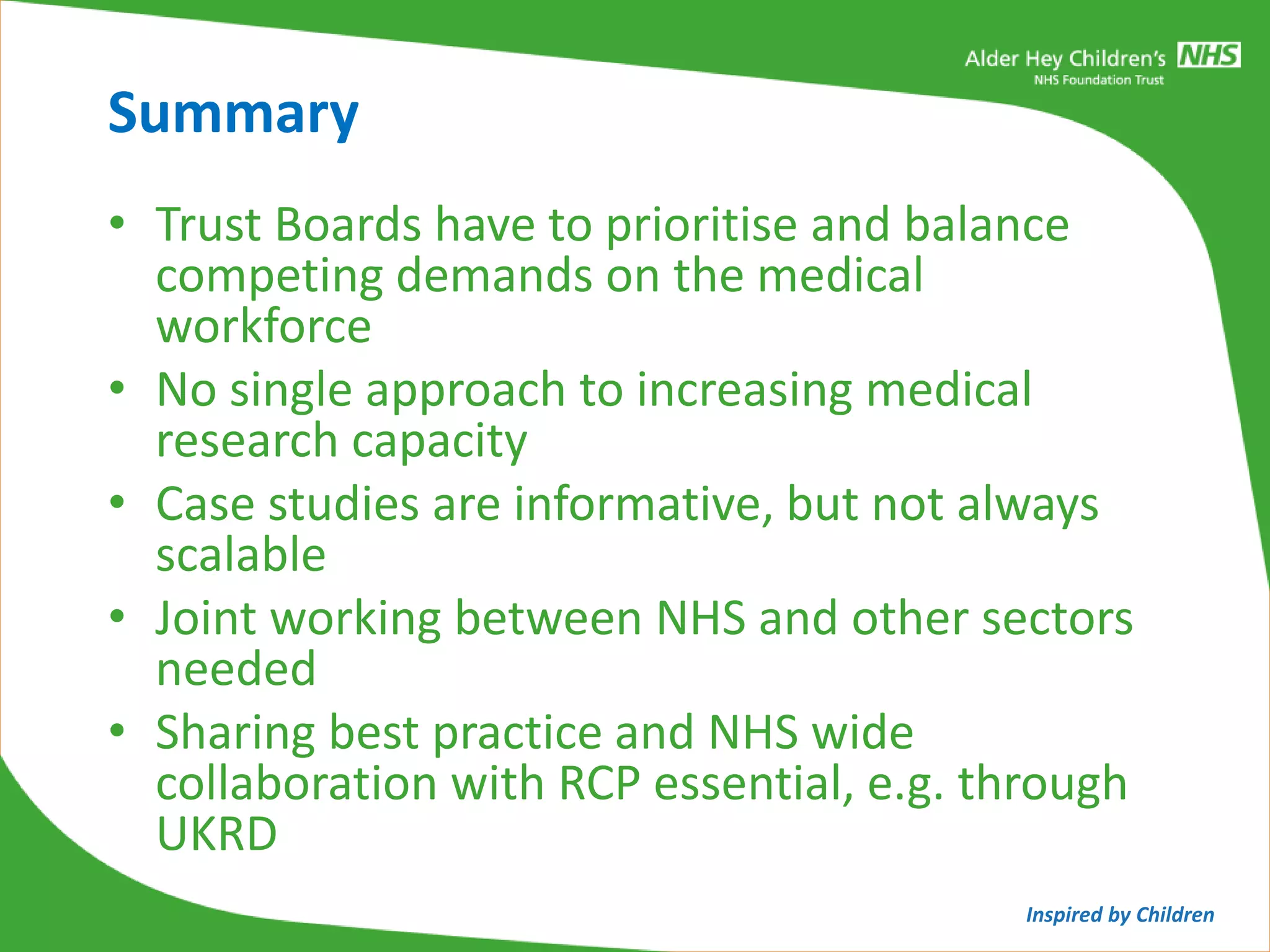 Louise Shepherd - How to embed research in NHS trusts to improve ...