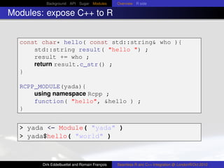 Rcpp: Seemless R and C++ | PPT