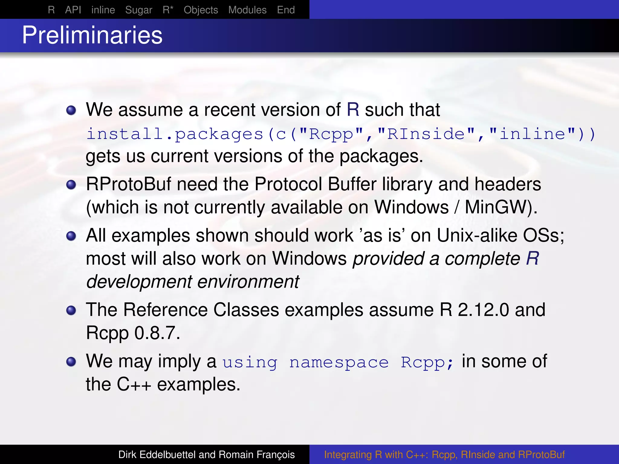 Integrating R with C++: Rcpp, RInside and RProtoBuf | PPT