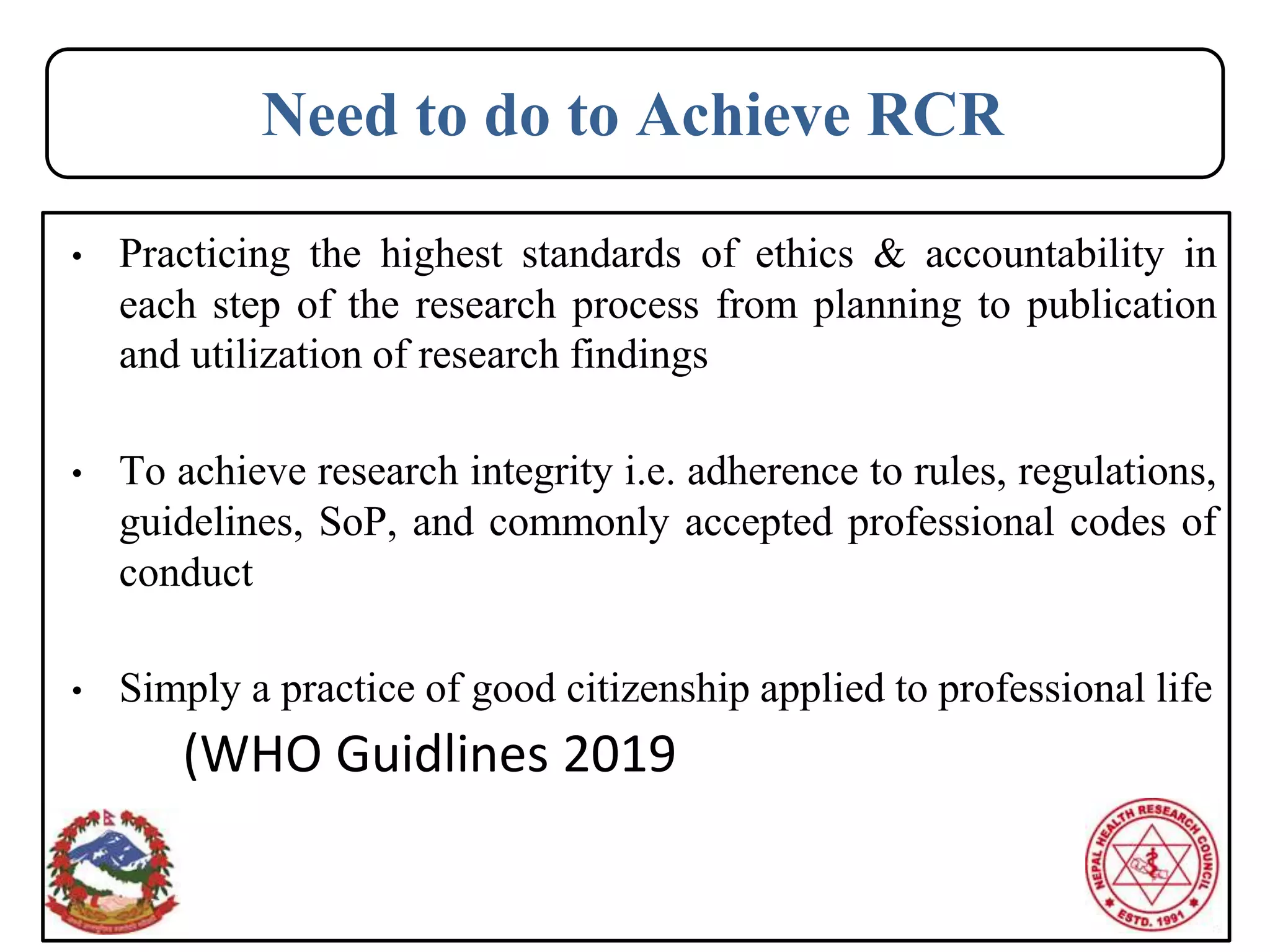 Responsible conduct of Research in Nepal | PPTX