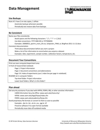 Data Management Tips Handout | PDF