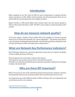 Report on Repeat Call Rate as Network KPI | PDF