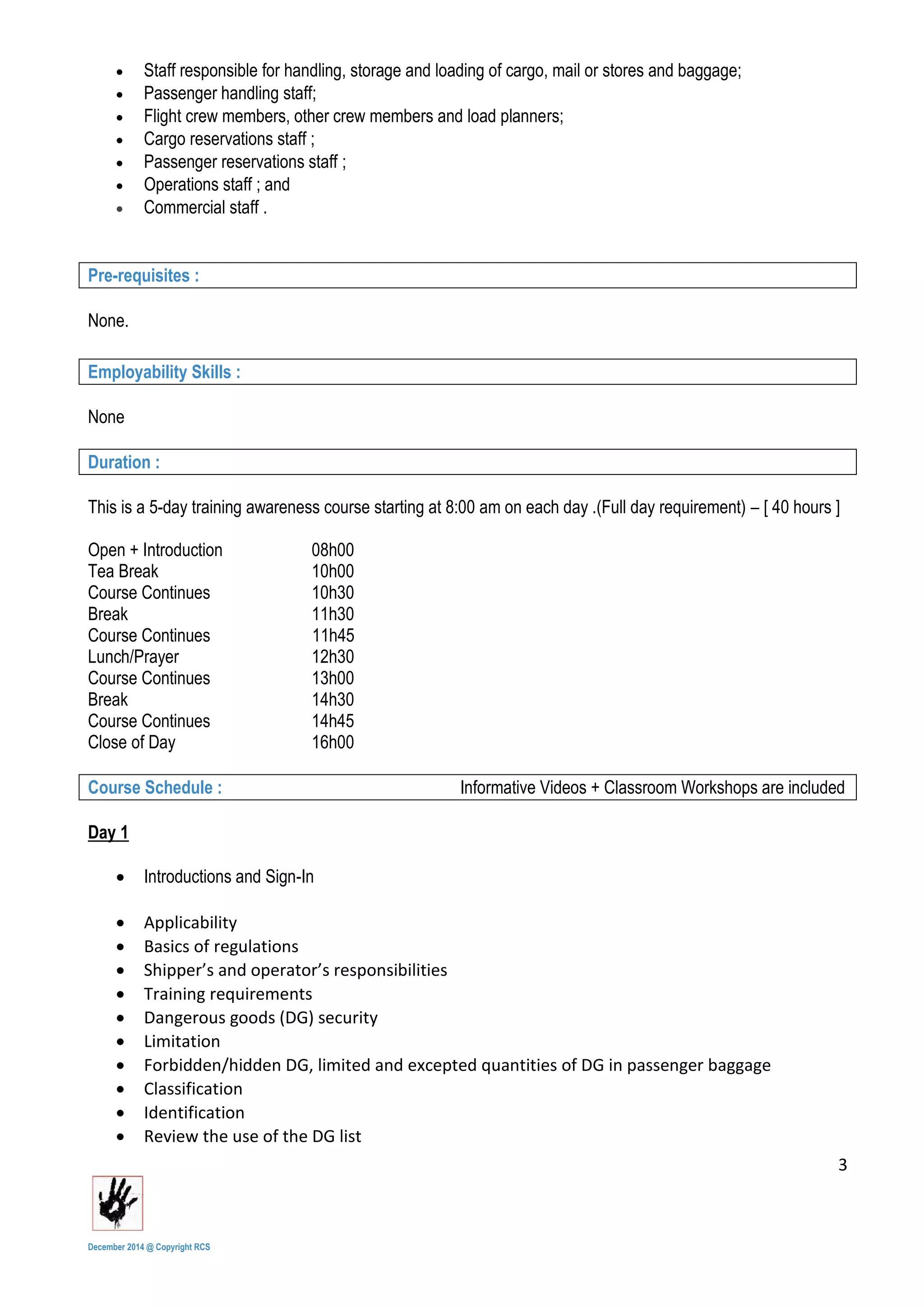 Rcs hse 023-12-2014 - dangerous goods awareness training - iata ...