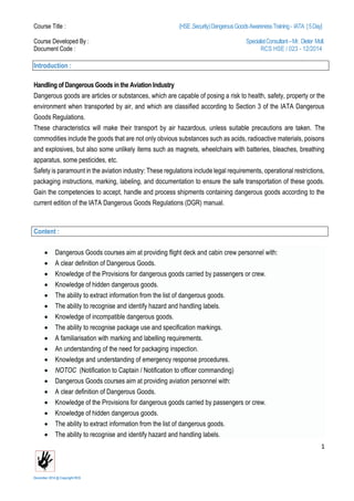 Rcs hse 023-12-2014 - dangerous goods awareness training - iata ...