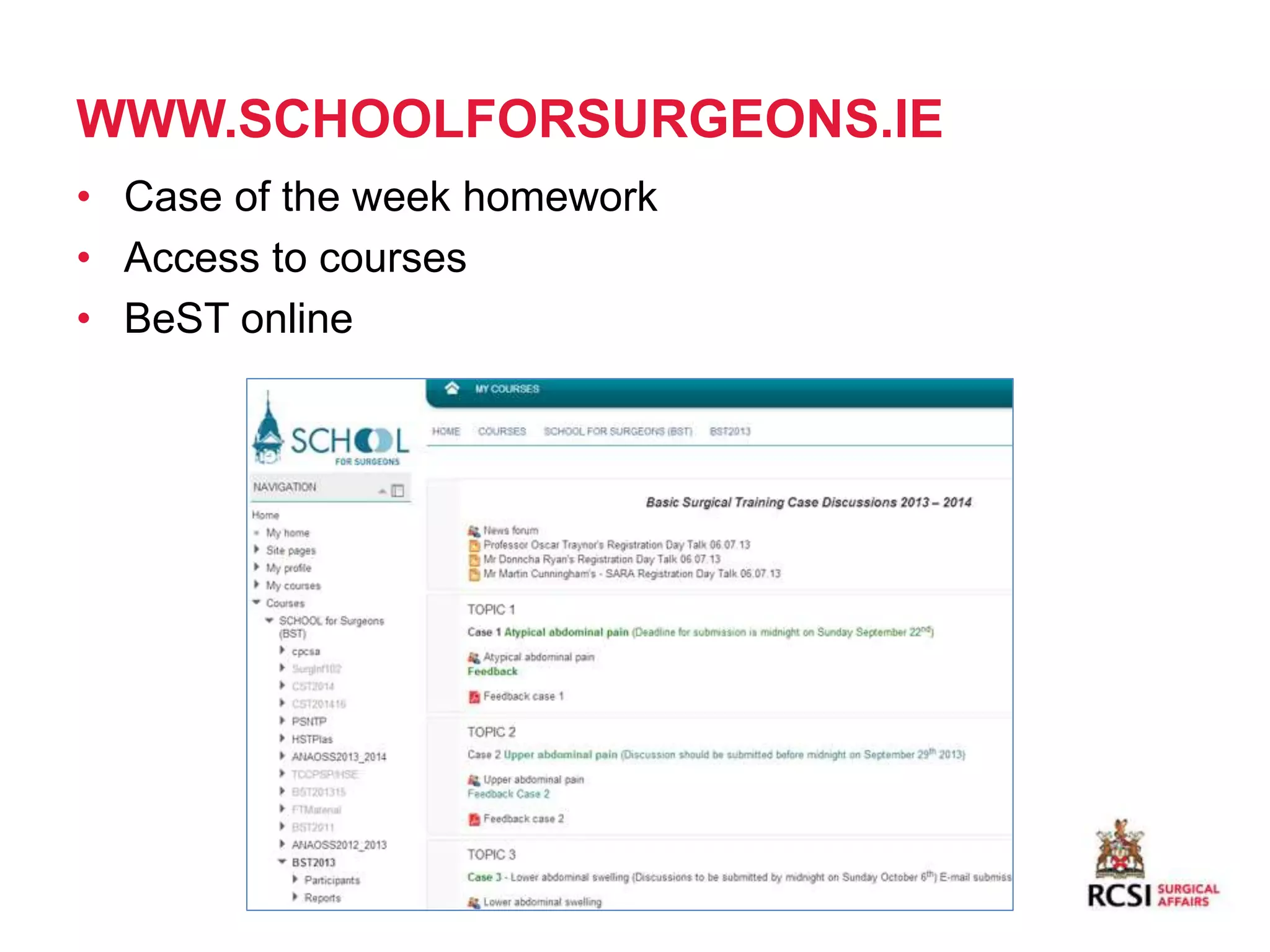 Rcsi online resources and take home kits | PPTX