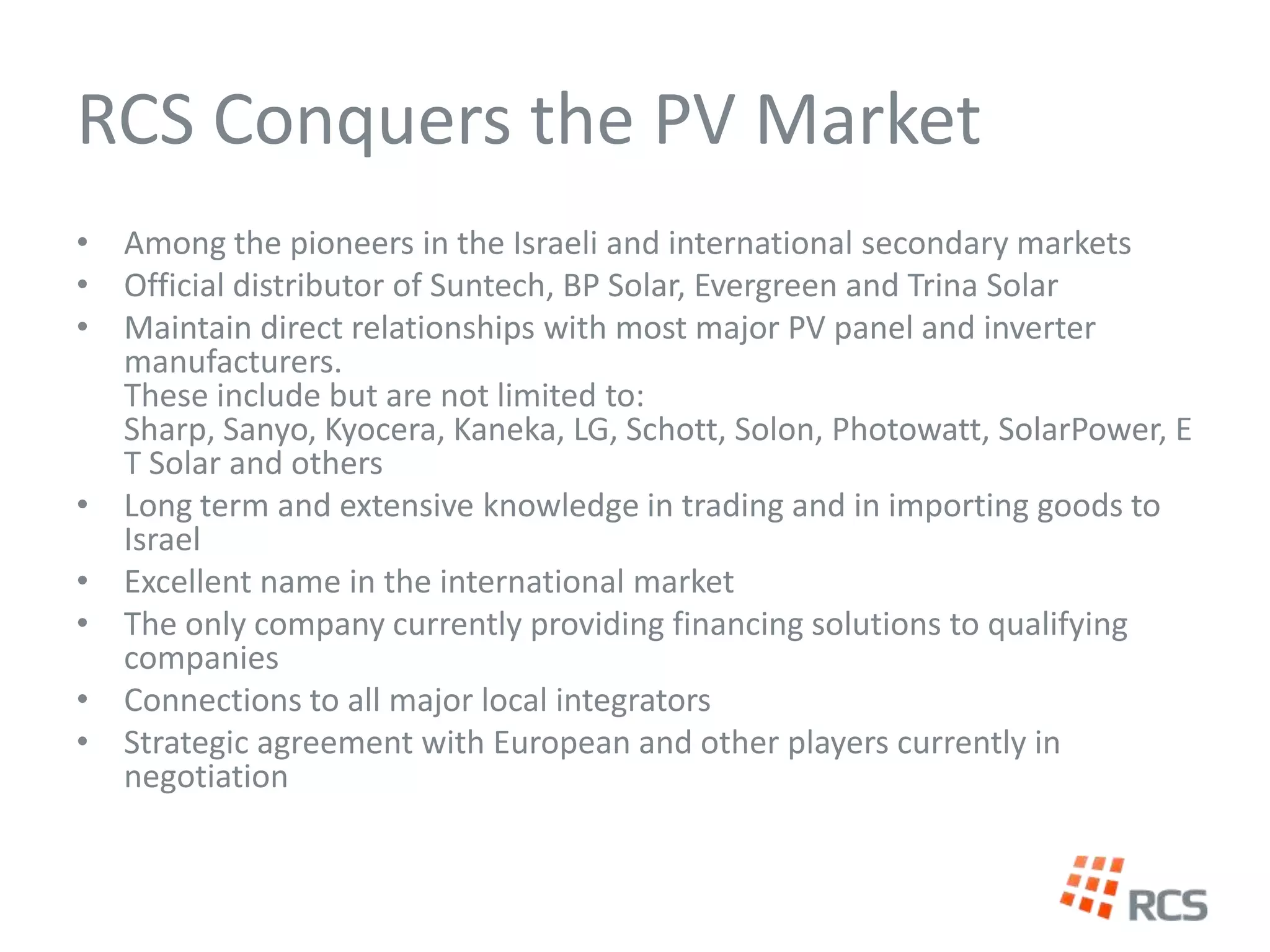 RCS Company Presentation | PPT