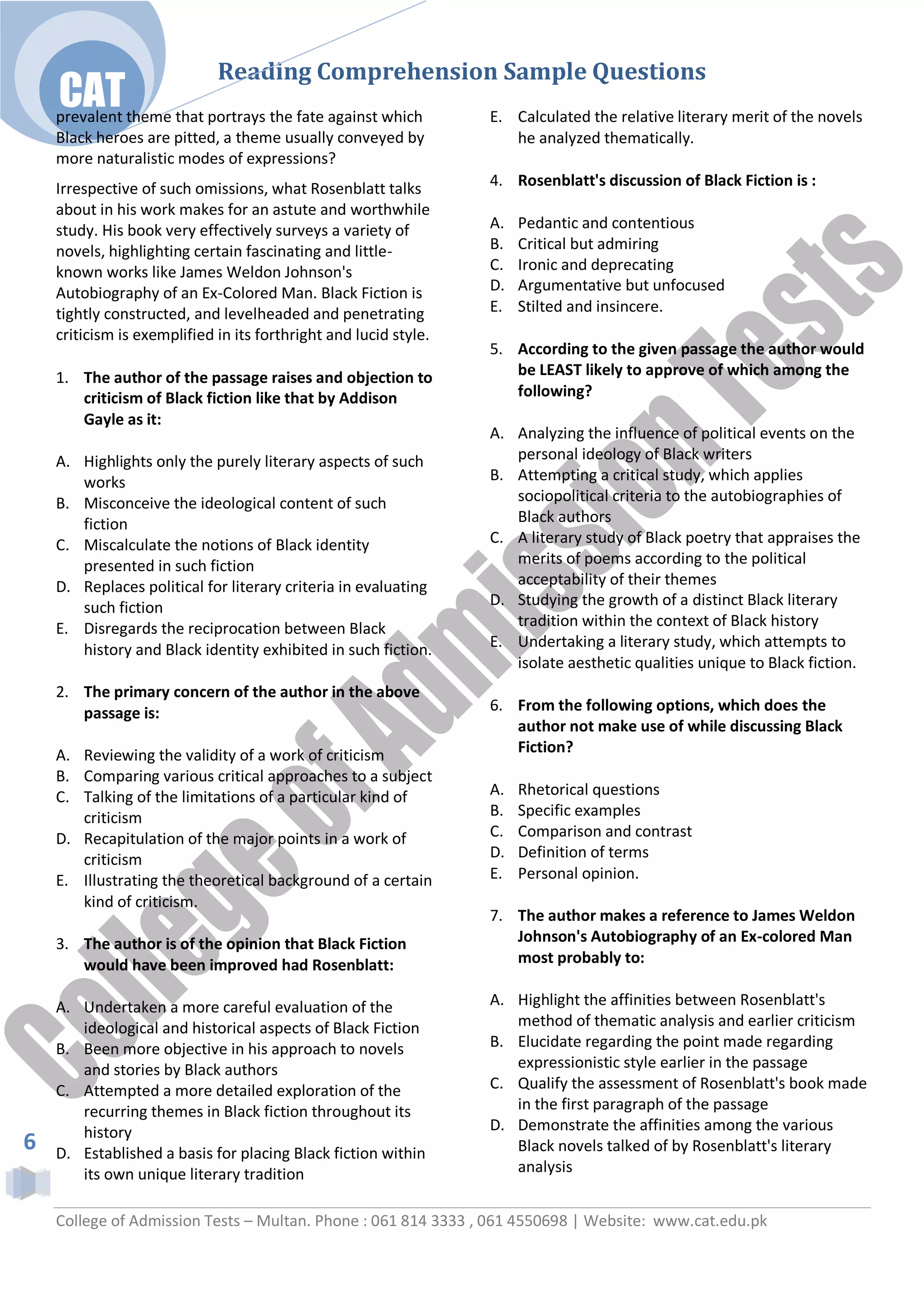 GAT NTS SAMPLE PAPERS MATERIAL PART 10 | PDF