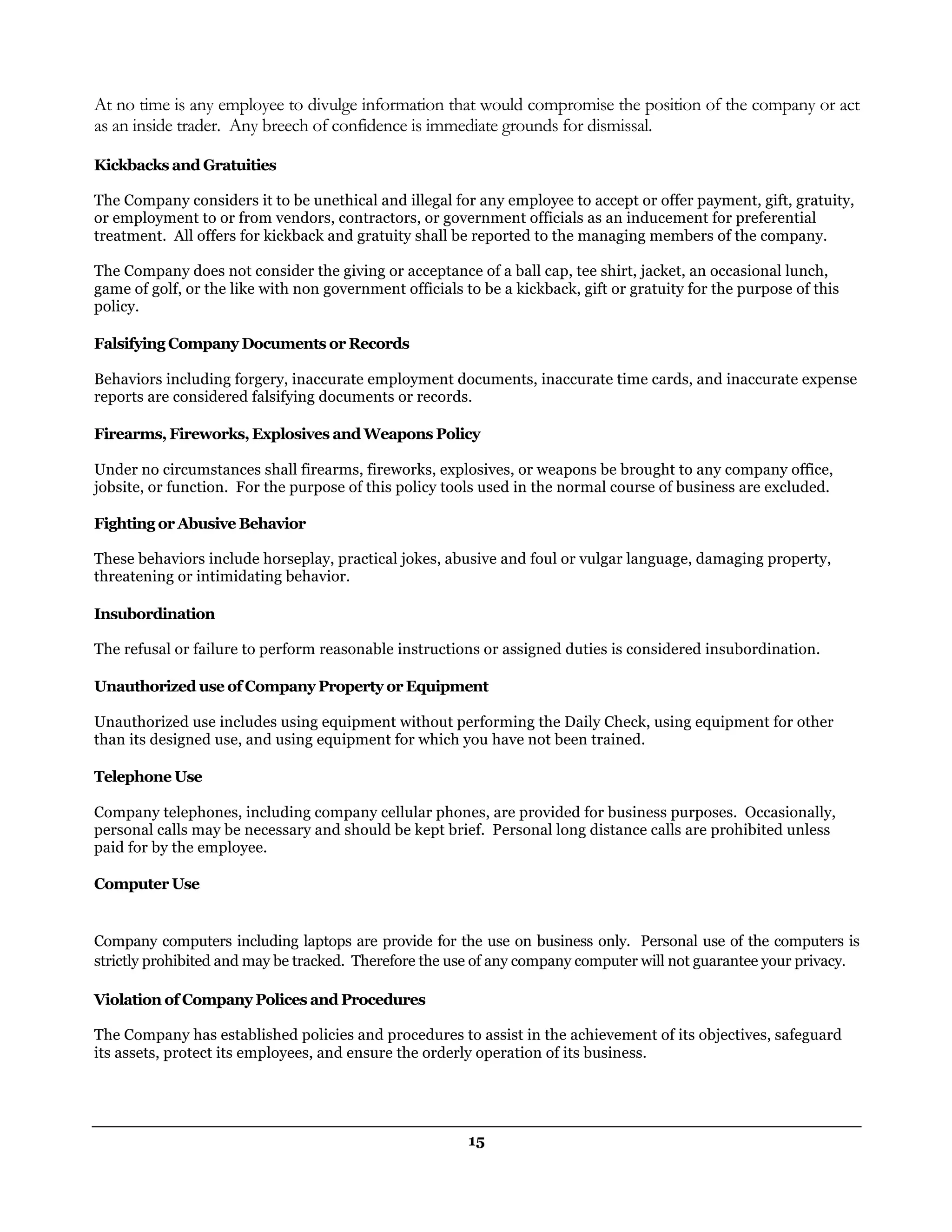 RCW Construction Employee Handbook | PDF