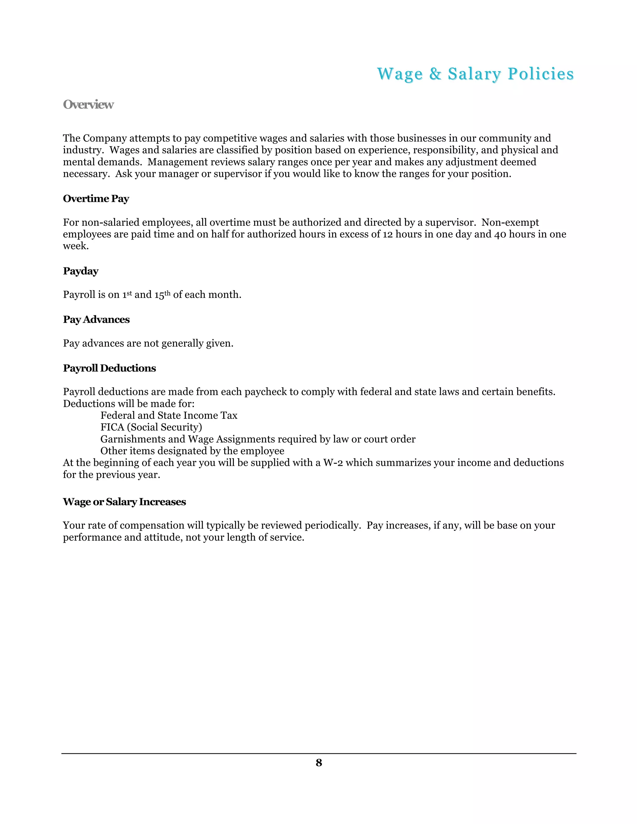 RCW Construction Employee Handbook | PDF | Holidays