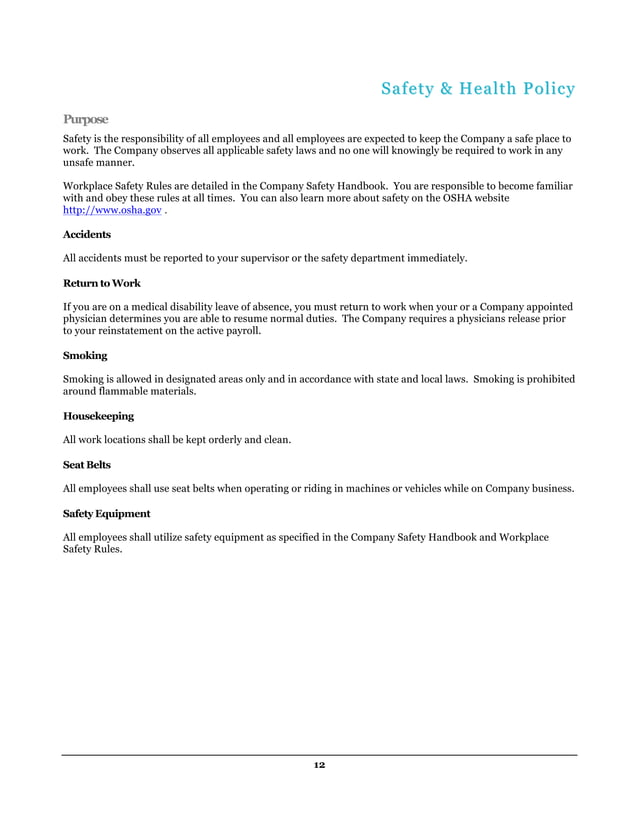 RCW Construction Employee Handbook | PDF | Holidays