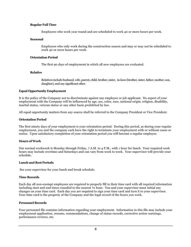 RCW Construction Employee Handbook | PDF | Holidays