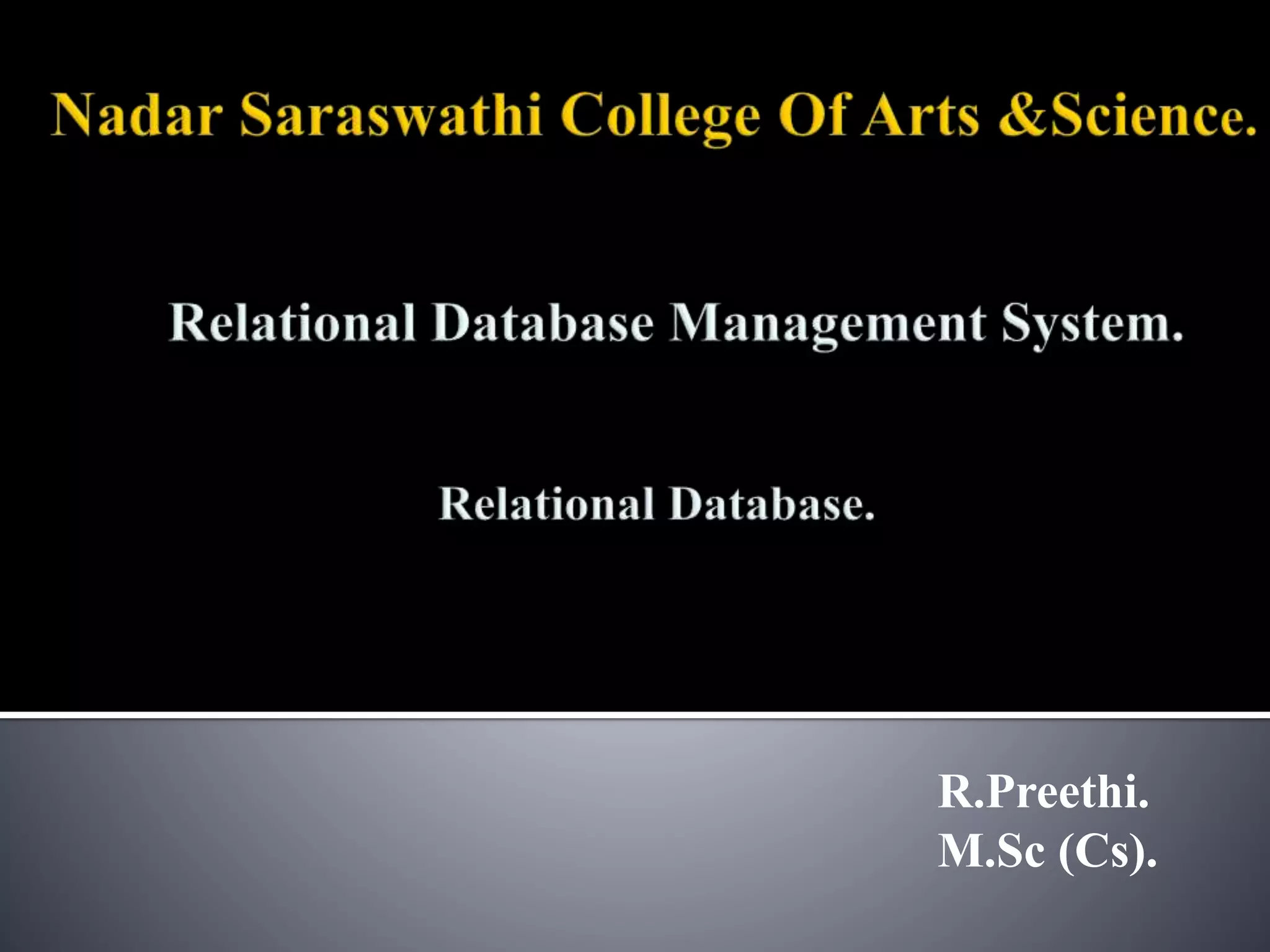 Relational Database Management System | PPT