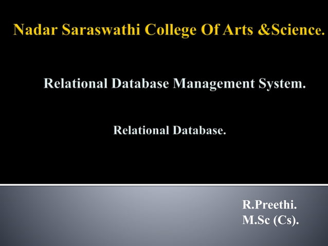 Relational Database Management System Ppt