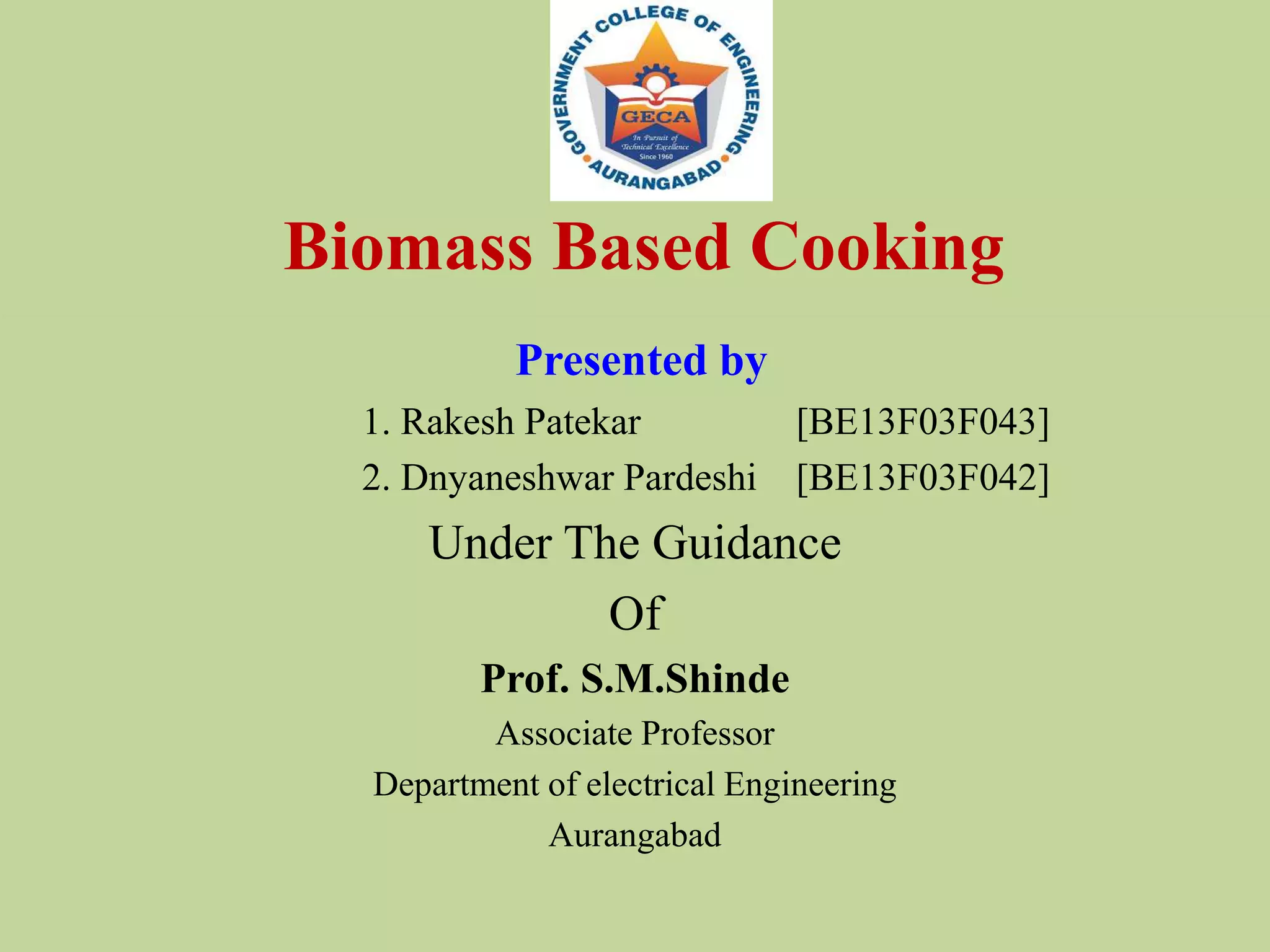 Biomass Based Cooking | PPTX