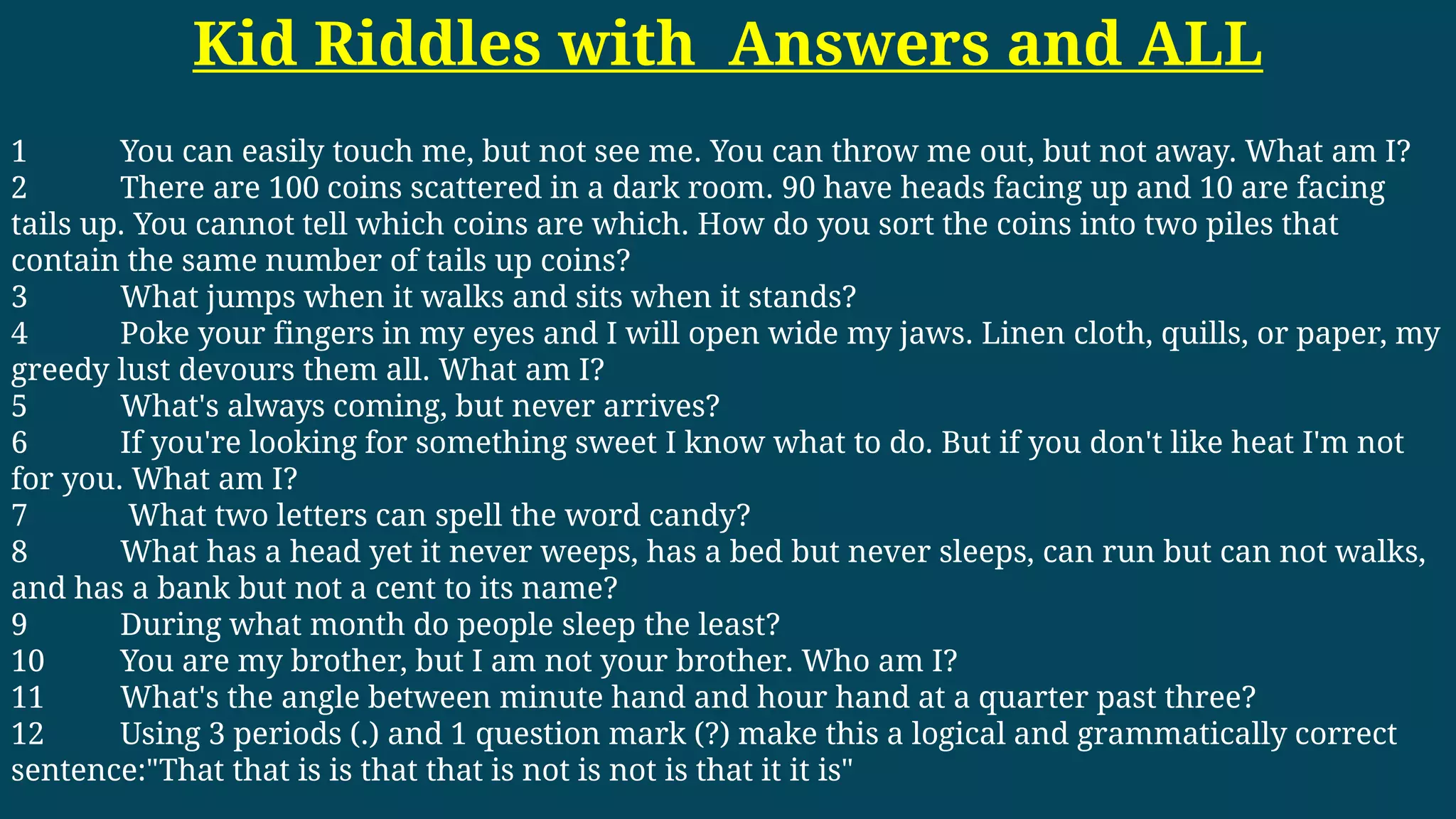Kids Riddles with and answers for adult and ALL